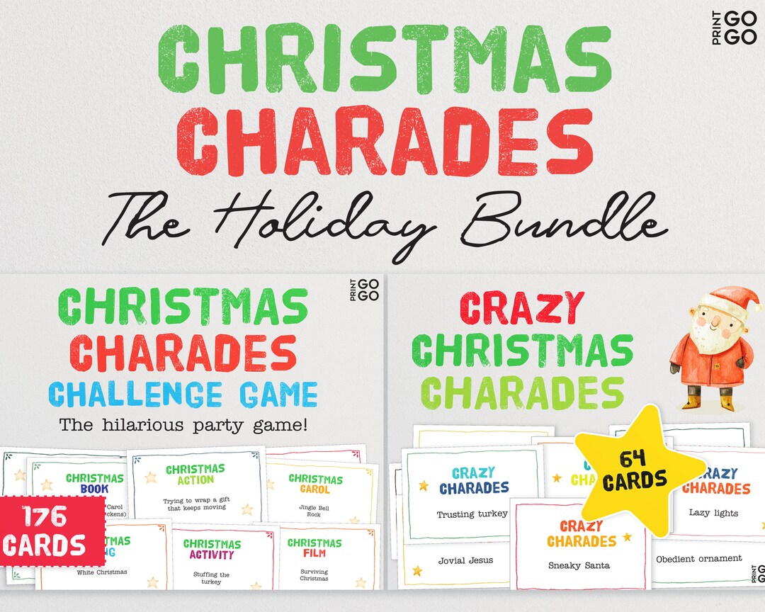 Christmas Charades Games Bundle the Hilarious Family Party - Etsy