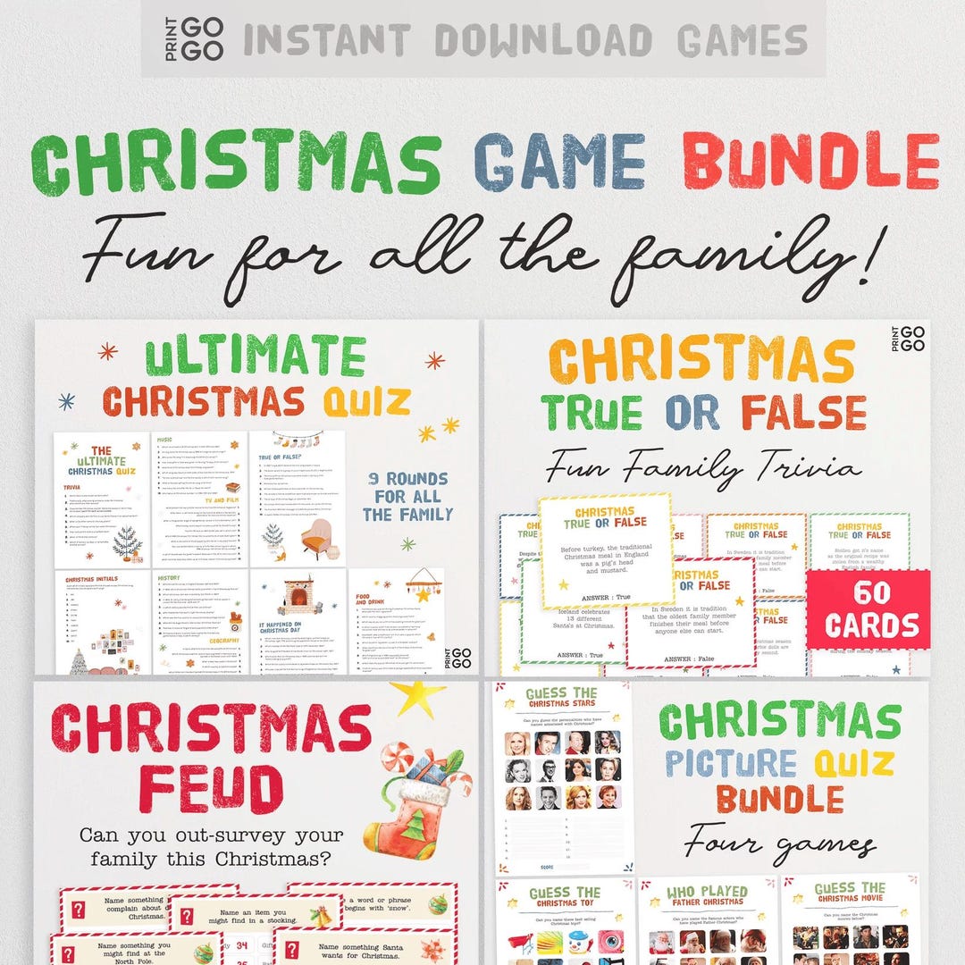 Christmas Game Bundle | Family Christmas Games | Christmas Trivia Pub ...