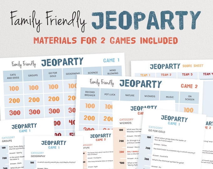 Family Reunion Jeopardy Trivia Game for Adults and Kids - Virtual or ...