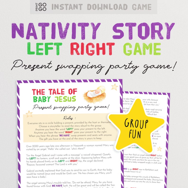 Nativity Story Left Right Christmas Gift Exchange - the Fast Paced ...