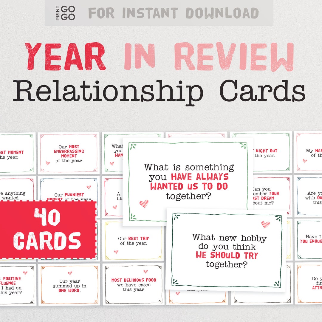 Year in Review Relationship Cards - 40 Questions to Ask Your Other Half ...
