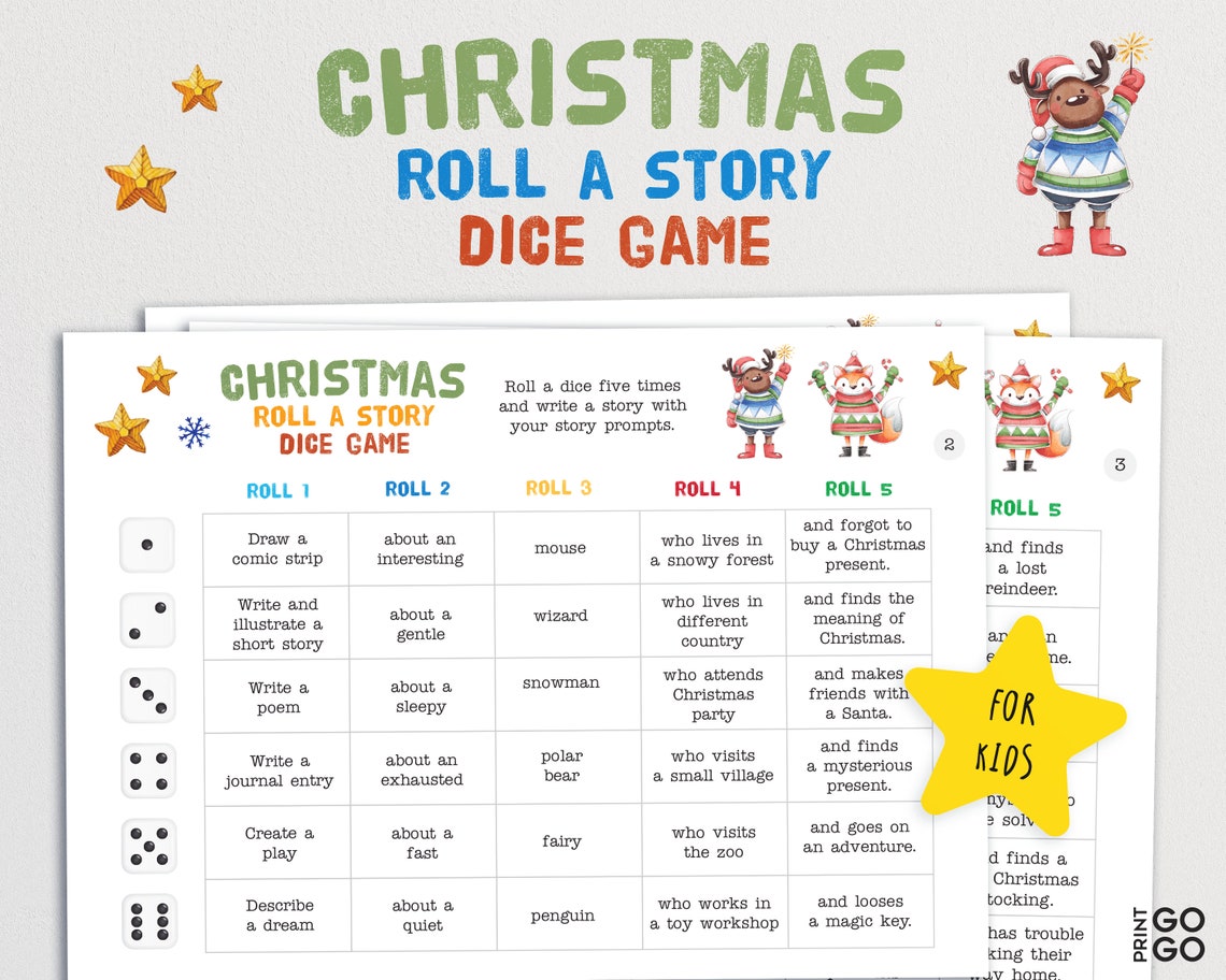 Christmas Roll A Story Dice Game for Kids Holiday Story Game - Etsy