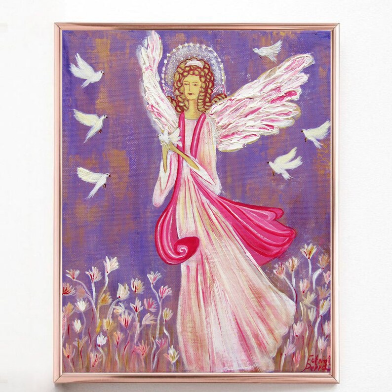Christmas Angel Paint Original Handmade Angel In Purple - Etsy México