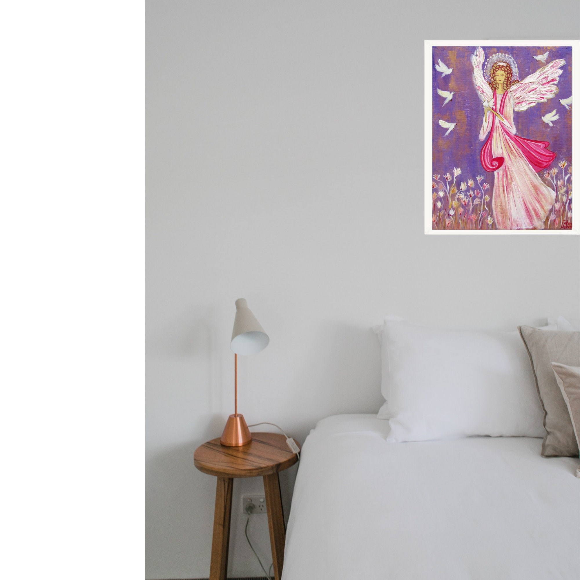 Christmas Angel Paint Original Handmade Angel In Purple - Etsy México