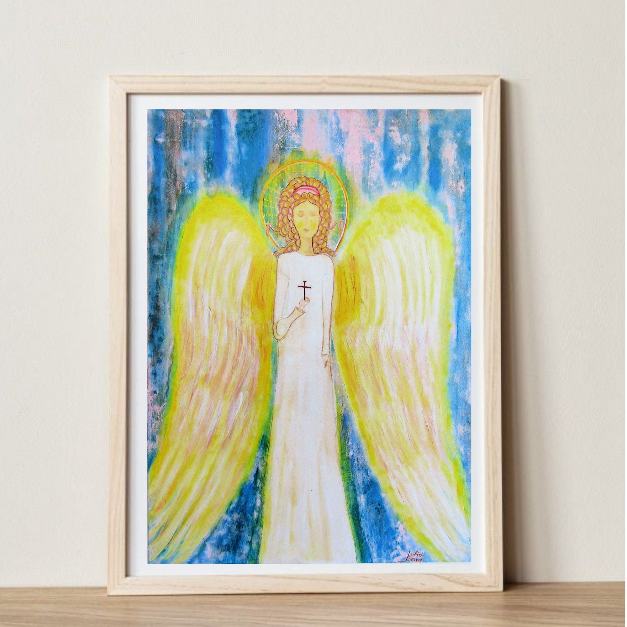Guardian Angel Print Original Angel Wings Christmas Angel - Etsy