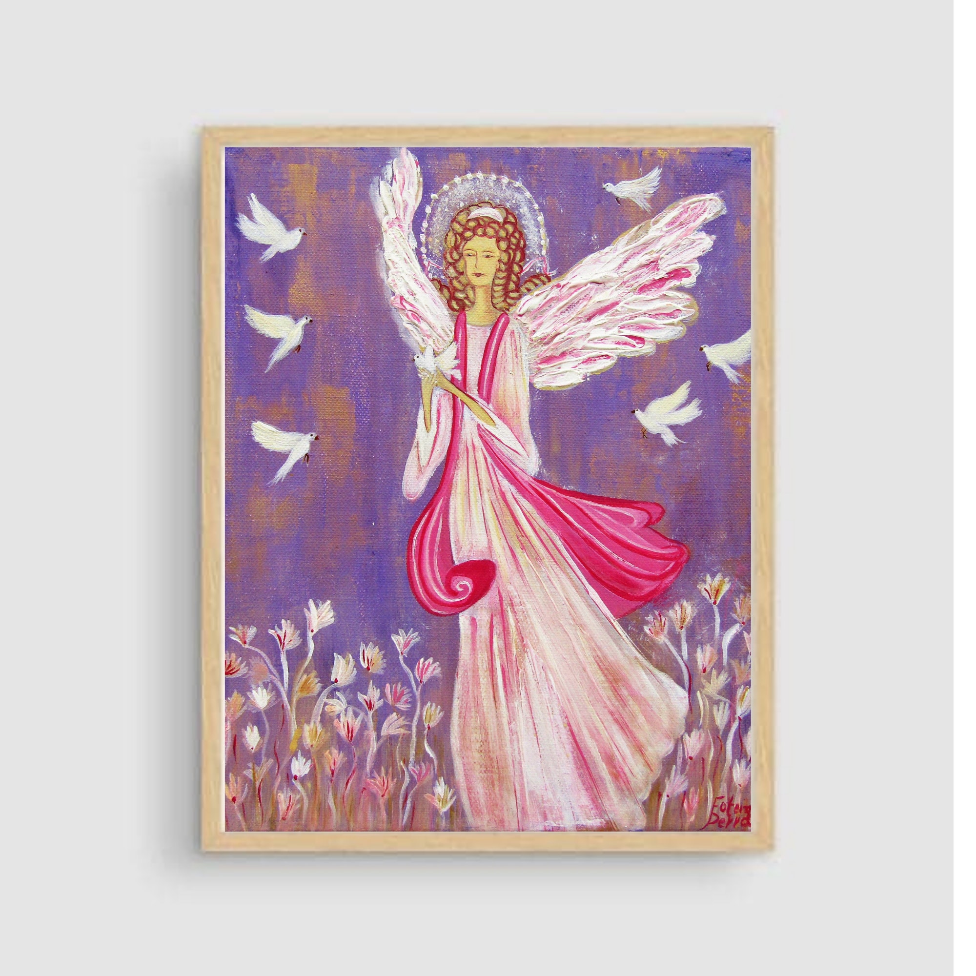 Christmas Angel Paint Original Handmade Angel In Purple - Etsy México