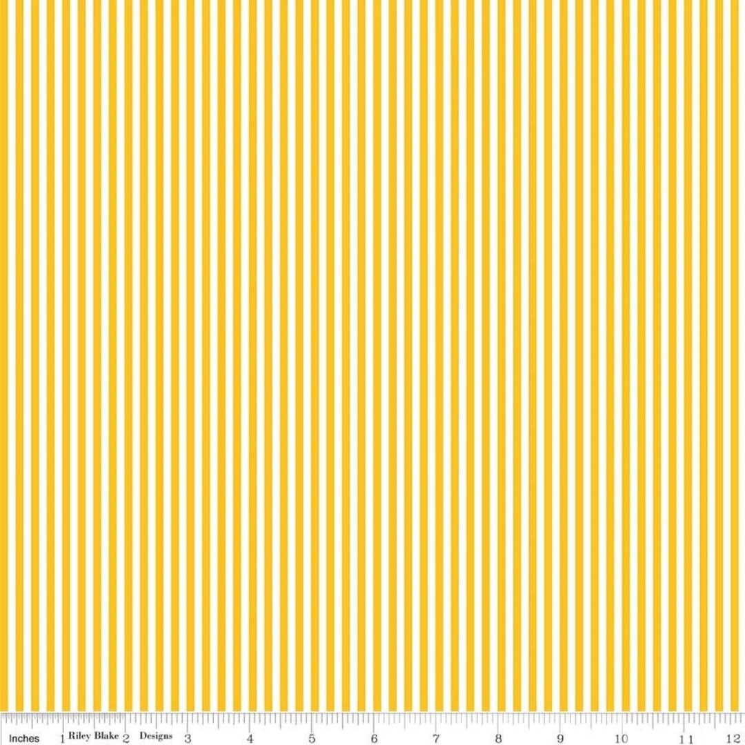 Mustard Yellow and White 1/8 Eighth Inch Stripe by Riley Blake Designs Sold by the Half Yard ...