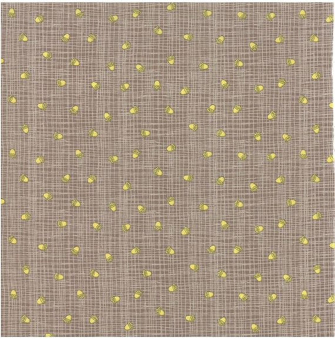 Autumn Woods Acorn Print Fabric in Stone Grey by Kate & Birdie for Moda ...