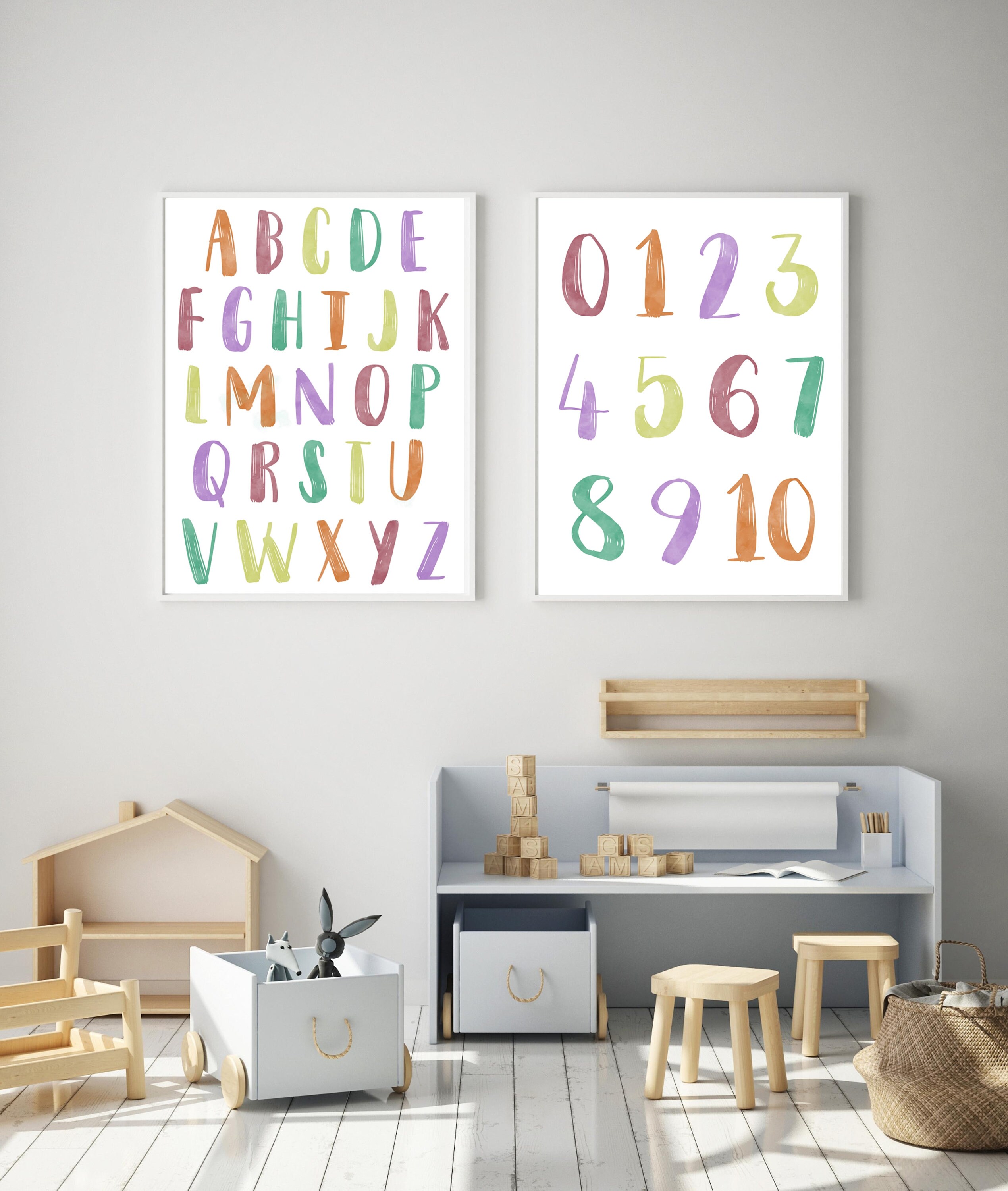 Set of Three Neutral Alphabet Poster Sunshine Boho Scandinavian Kid ...