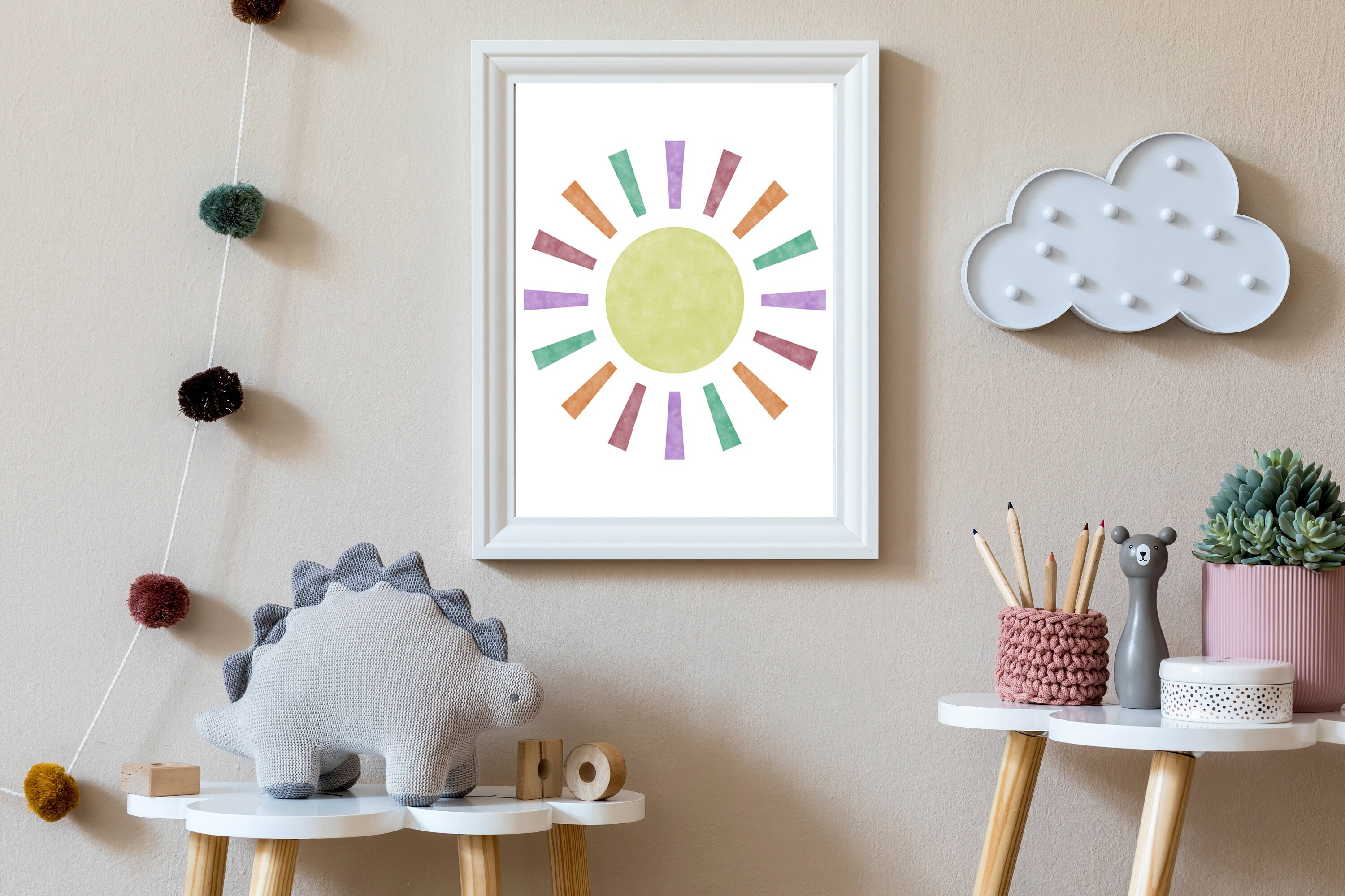 Set of Three Neutral Alphabet Poster Sunshine Boho Scandinavian Kid ...