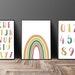 Set of Three Neutral Alphabet Poster Rainbow Boho Scandinavian Kids ...