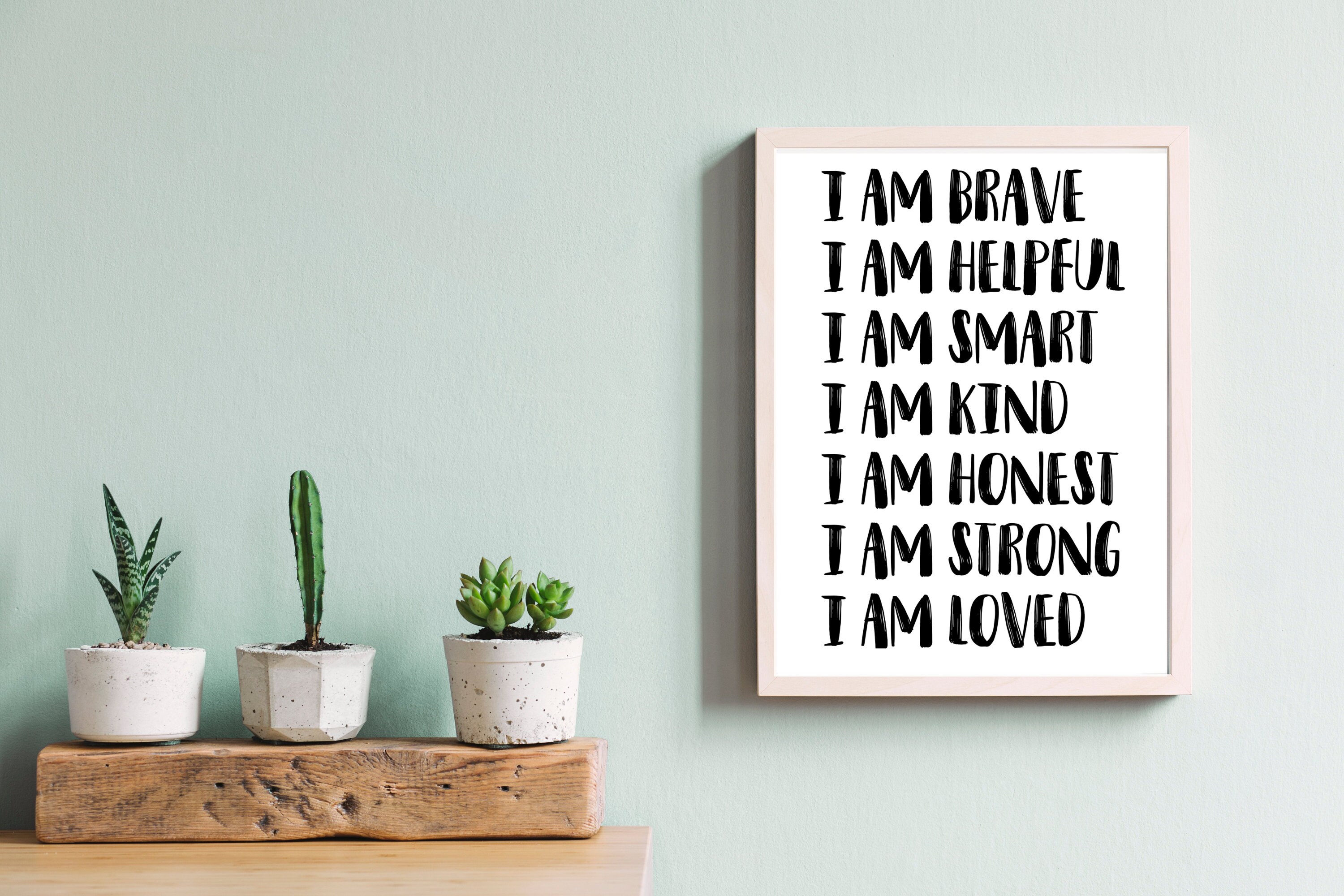 Kid's Affirmations, Neutral Black and White Scandinavian Kids Printable ...