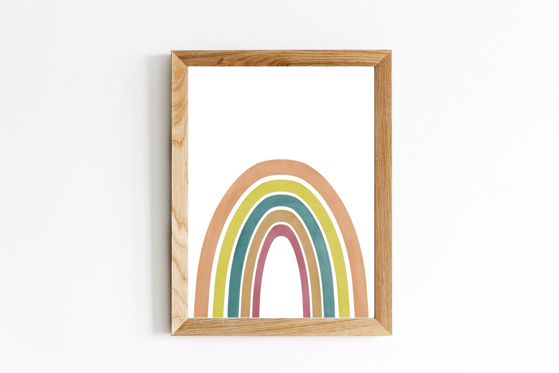 Set of Three Neutral Alphabet Poster Rainbow Boho Scandinavian Kids ...