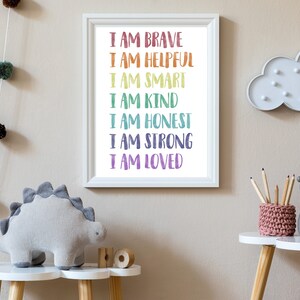 Kid's Watercolor Affirmations, Printable Wall Art Instant Download ...