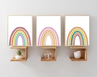 Set of Three Neutral Alphabet Poster Rainbow Boho Scandinavian Kids ...