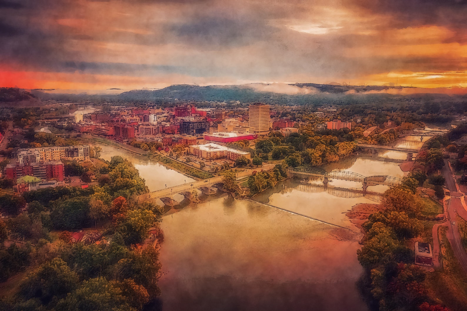 City of Binghamton Art Print: Fall Confluence Sunrise - Etsy