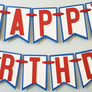 Superhero Birthday Banner Hero Name Banner Red Blue and - Etsy