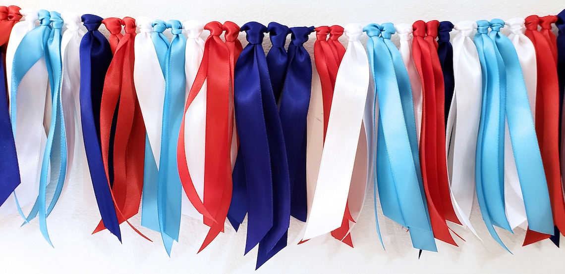 Time Flies Airplane Ribbon Garland Red White and Blue Ribbon | Etsy