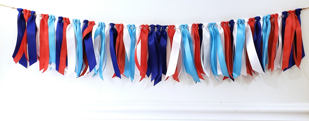 Time Flies Airplane Ribbon Garland Red White and Blue Ribbon - Etsy
