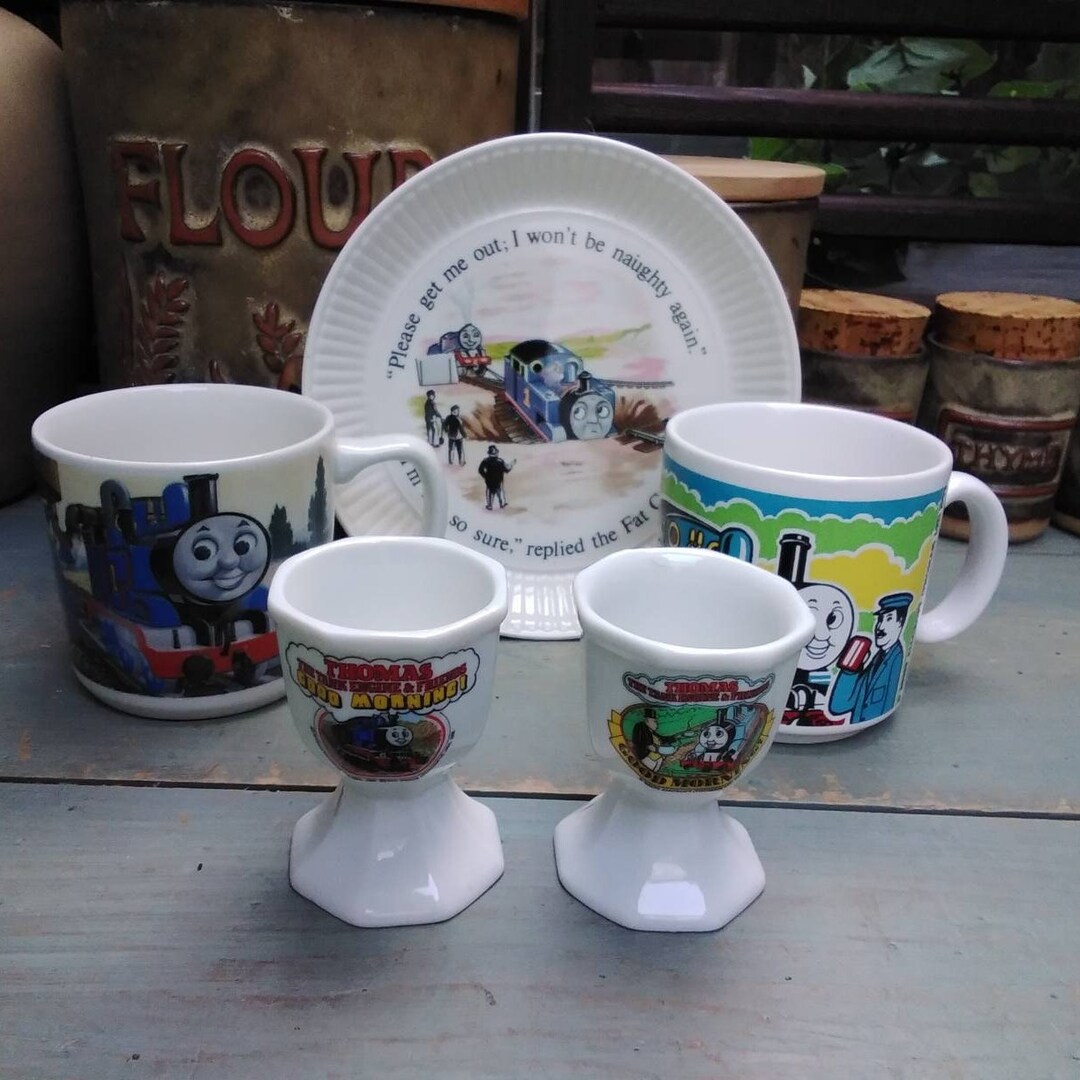 Retro Thomas the Tank Engine Breakfast Set for 2. Mugs, Egg Cups and ...