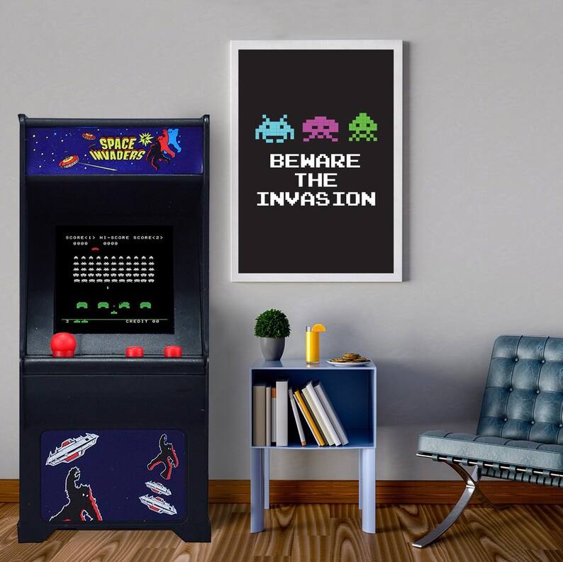 Space Invaders Poster ** Arcade Game Poster | Play Room Decor | Arcade ...