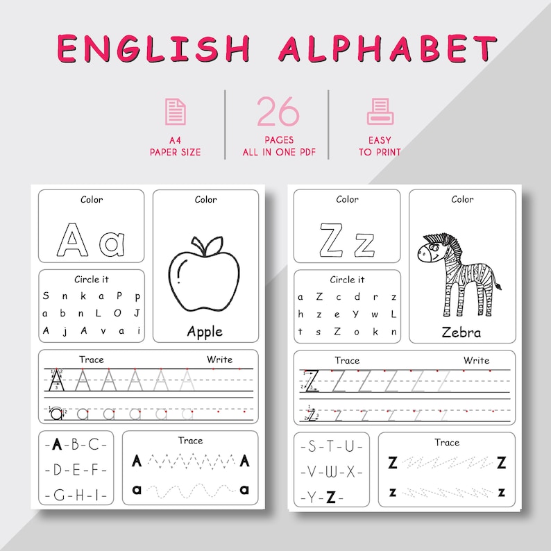 Learning Alphabet Printable Worksheets for Kids ** Kindergarten ...