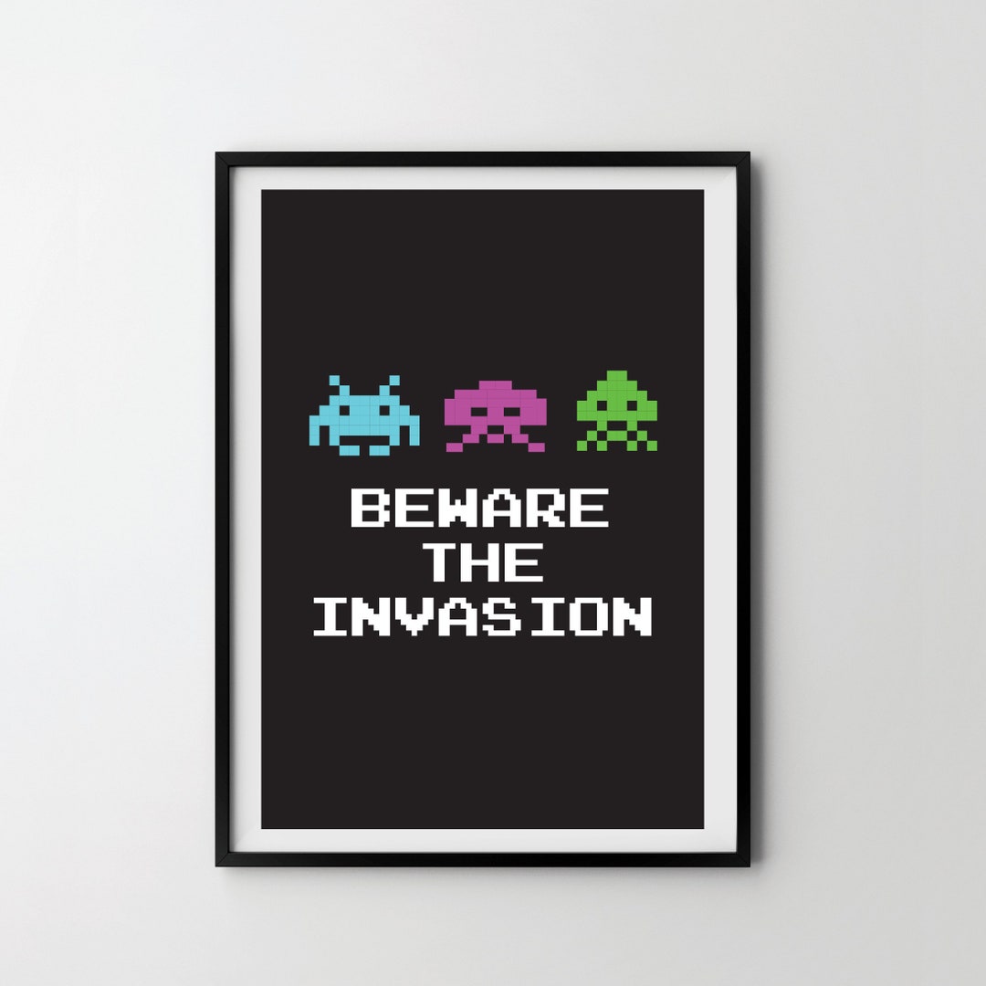 Space Invaders Poster ** Arcade Game Poster | Play Room Decor | Arcade ...