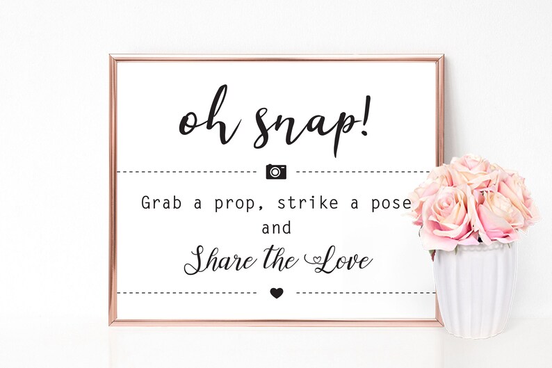 Oh Snap! Wedding Sign Printable, Photo Booth Sign, Photobooth Sign ...