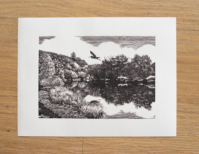 Calm River Linocut Print - Etsy