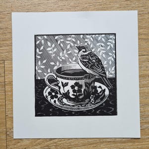 Morning Tea - Handmade Linocut Print - Etsy
