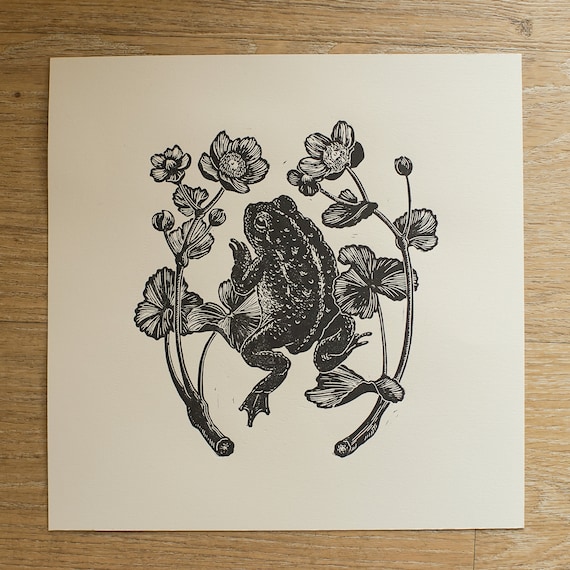 Toad Original Handmade Linocut Print | Etsy