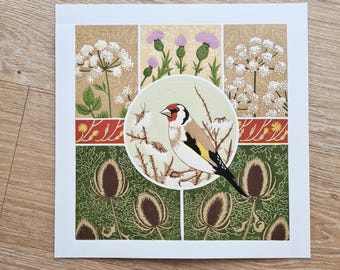 SKINNY DIPPER, Ouzel in a Mountain Cascade, Reduction-method Linocut ...