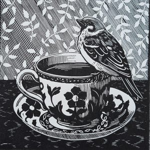 Morning Tea - Handmade Linocut Print - Etsy