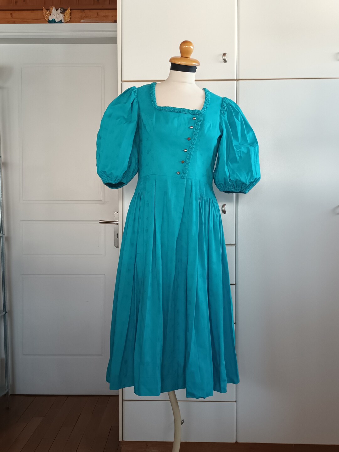 Turquoise Puff Sleeve Dress - Etsy