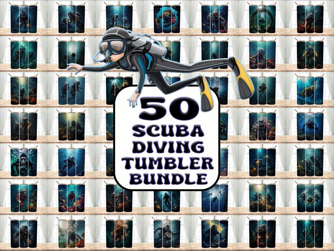 50 Scuba Diving Bundle Tumbler Wraps ,20 Oz Skinny Tumbler Sublimation ...