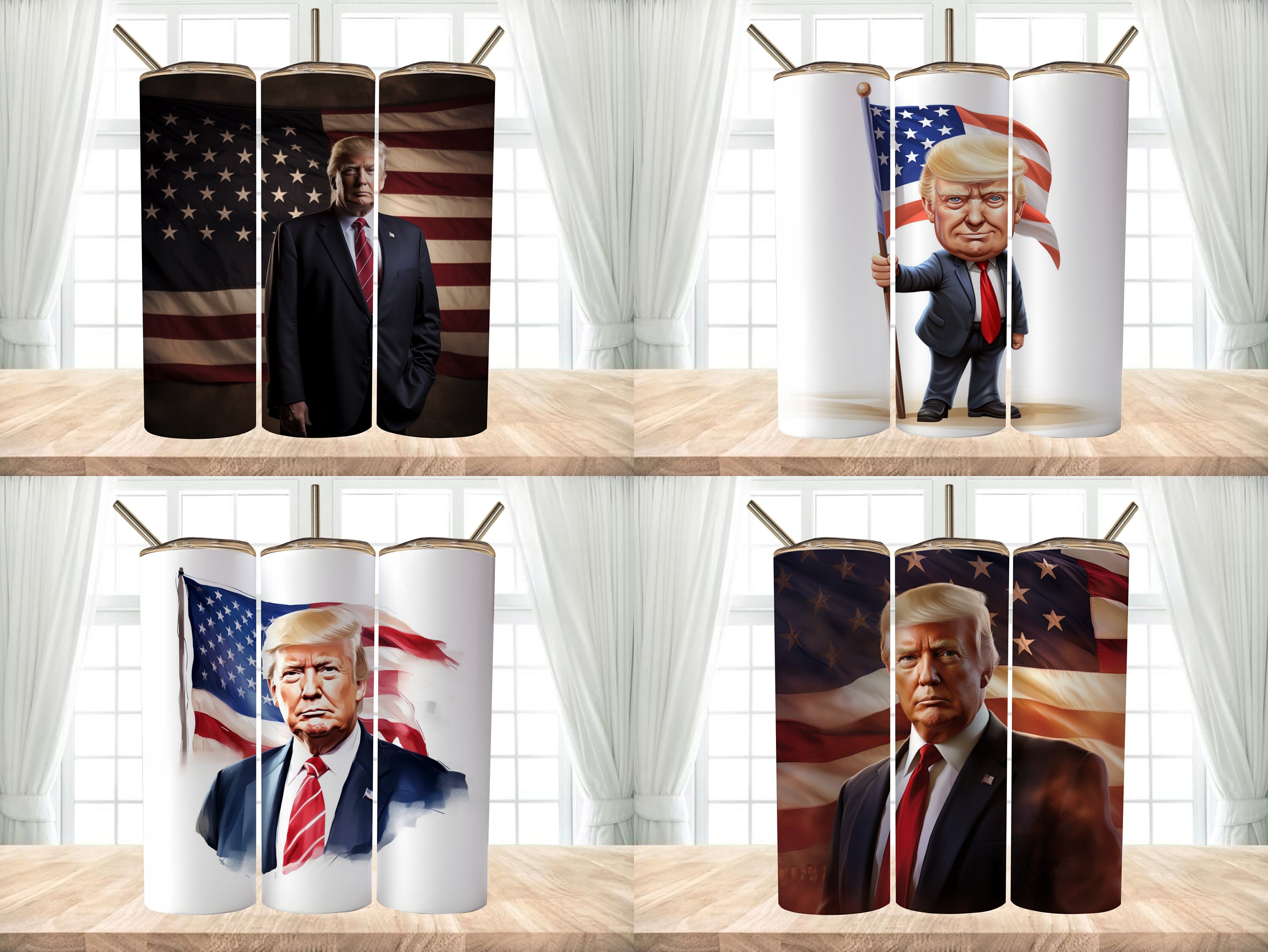 Trump Tumbler Wraps: 50 Designs, 20oz Skinny Tumbler Sublimation ...