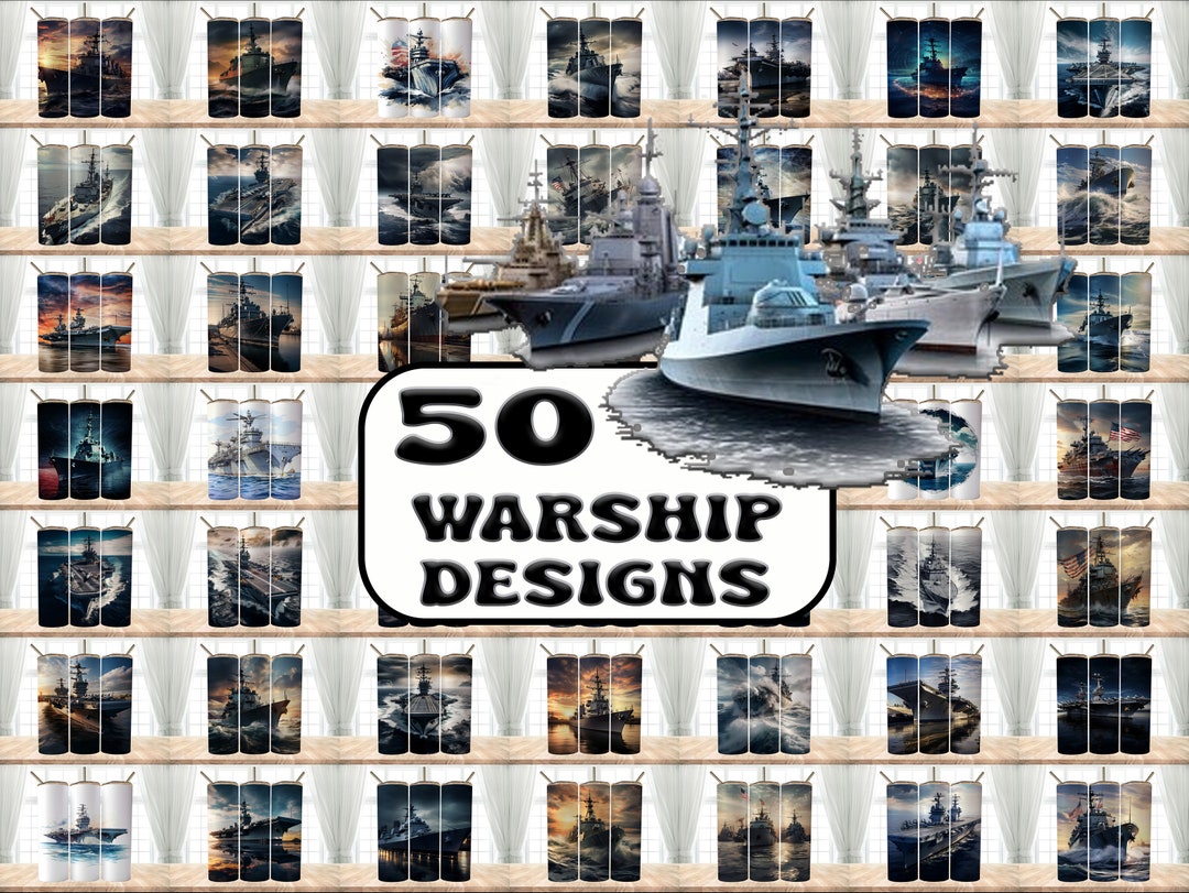 50 Warships Designs Bundle Tumbler Wraps, 20 Oz Skinny Tumbler ...