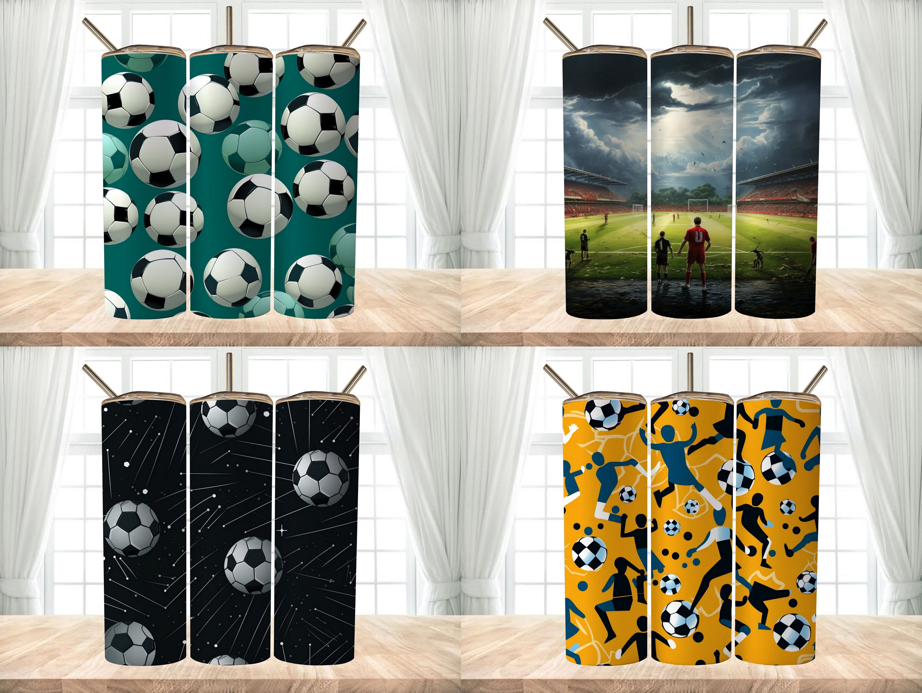50 Soccer Tumbler Wraps: 20oz Skinny Sublimation Designs (digital ...
