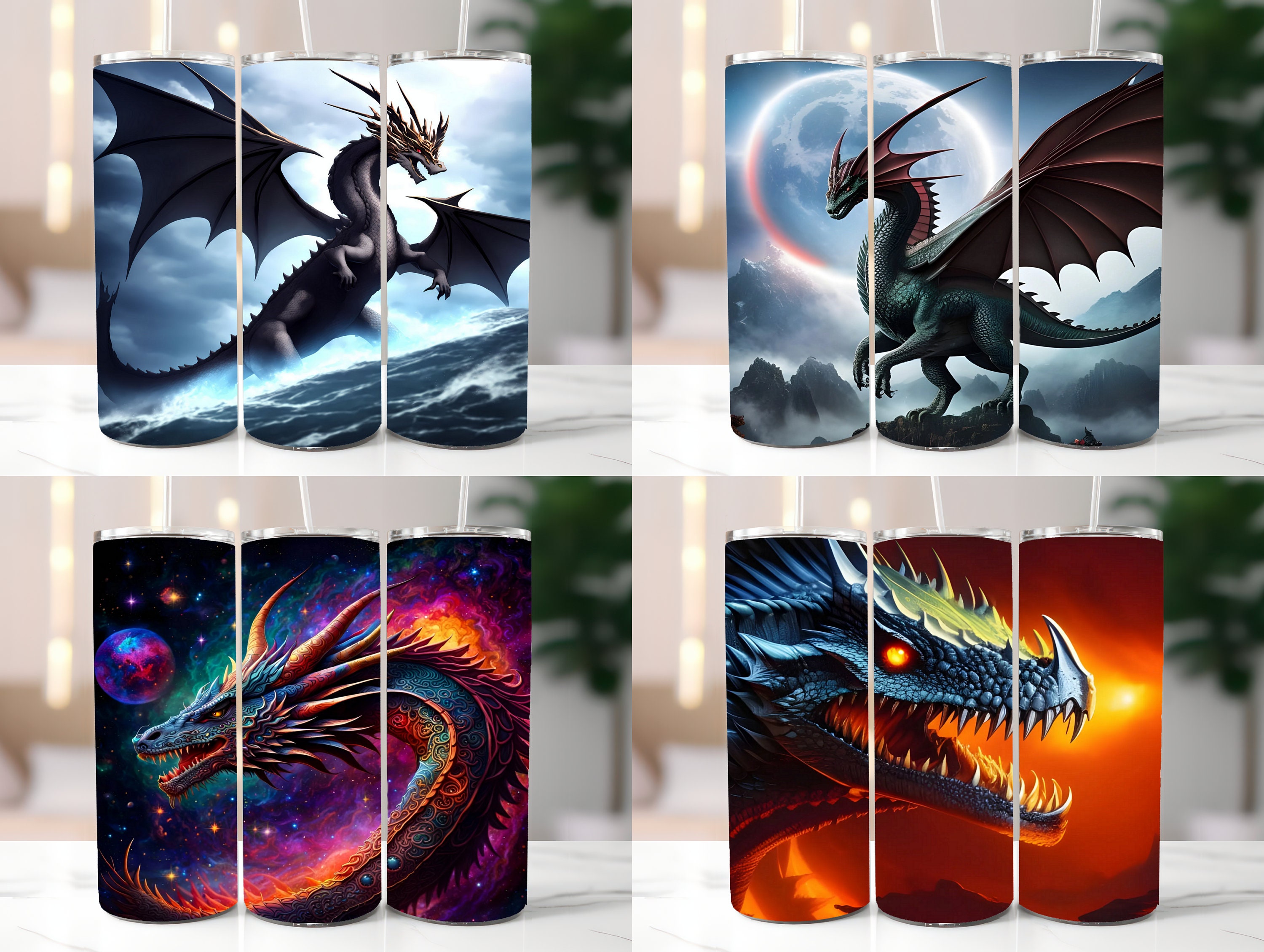 50 Dragons Tumbler Wraps Bundle: 20oz Skinny Tumbler Sublimation ...