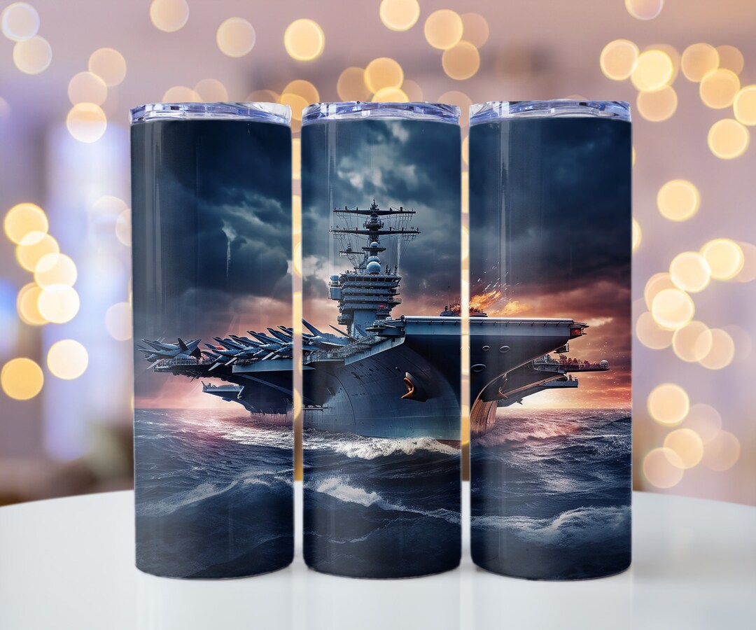 Aircraft Carrier 20 Oz Skinny Tumbler Sublimation Design Digital ...