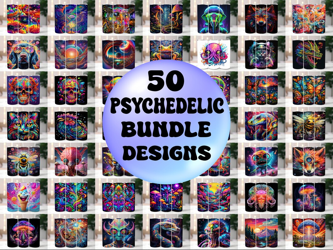 50 Psychedelic Bundle Tumbler Wraps ,20 Oz Skinny Tumbler Sublimation Design Digital Download ...