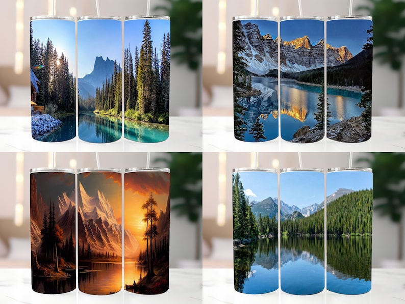 Mountains Tumbler Wraps Bundle: 20oz Skinny Tumbler Sublimation Designs ...