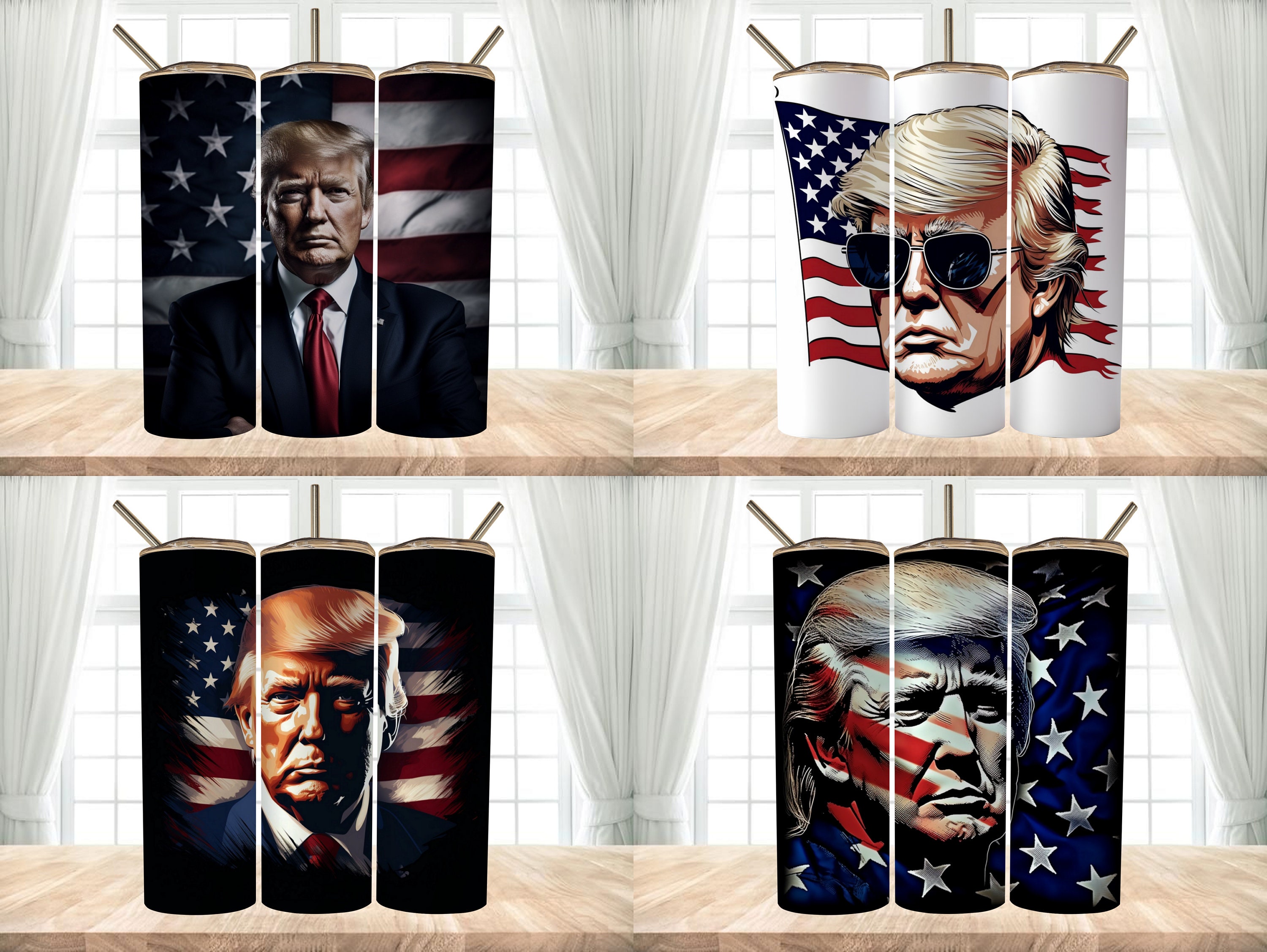 Trump Tumbler Wraps: 50 Designs, 20oz Skinny Tumbler Sublimation ...