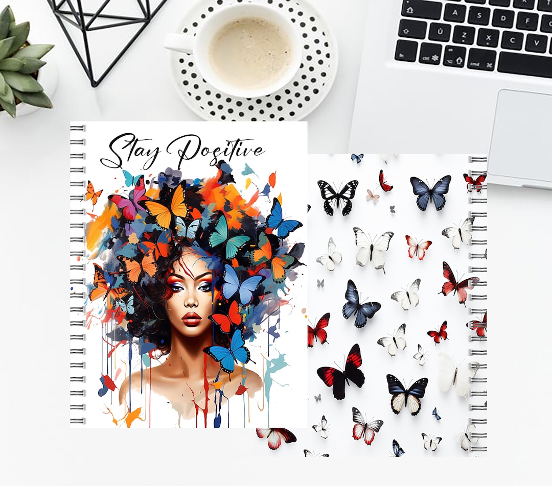 Positive Affirmation Journal Cover: African American Woman, Butterflies ...