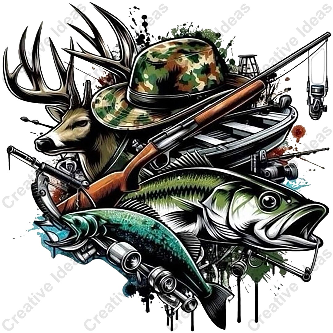 Fishing Hunting PNG, Transparent Background, Digital Download ...