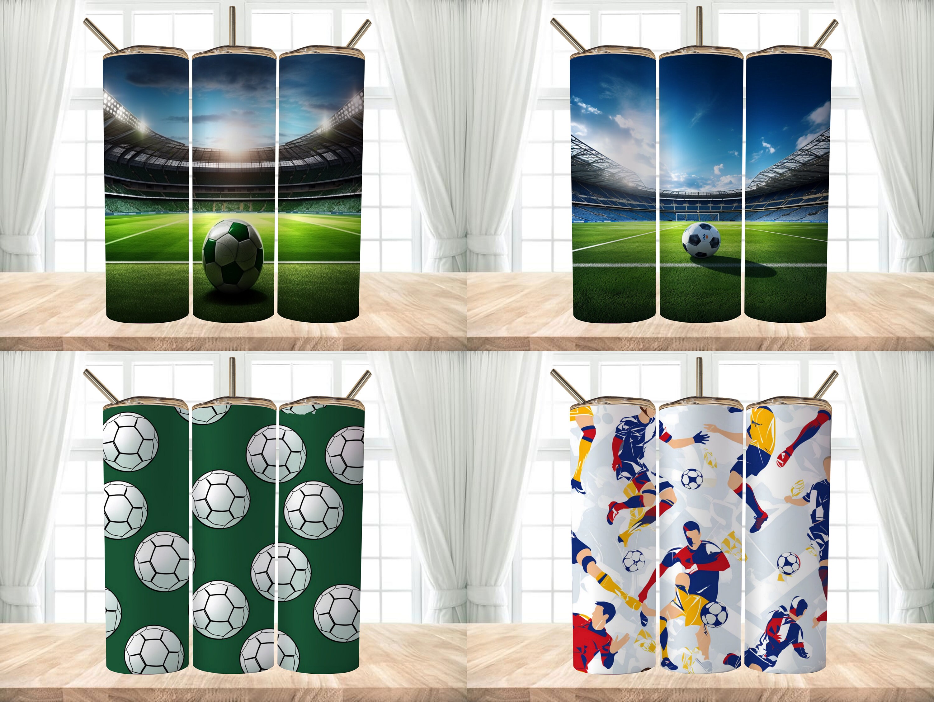 50 Soccer Tumbler Wraps: 20oz Skinny Sublimation Designs (digital ...