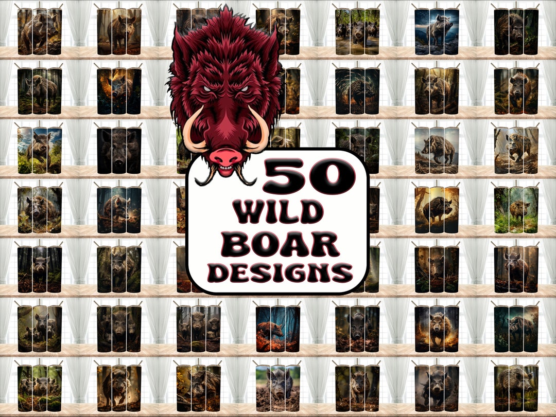 50 Wild Boar Lover Designs Bundle Tumbler Wraps, 20 Oz Skinny Tumbler ...