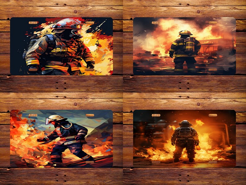 50 Firefighter License Plate Designs: Sublimation PNG Bundle (digital ...