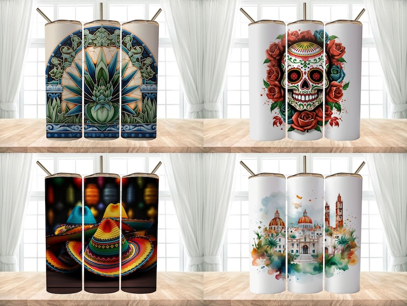 Mexico Tumbler Wraps Bundle: 20oz Skinny Tumbler Sublimation Designs ...
