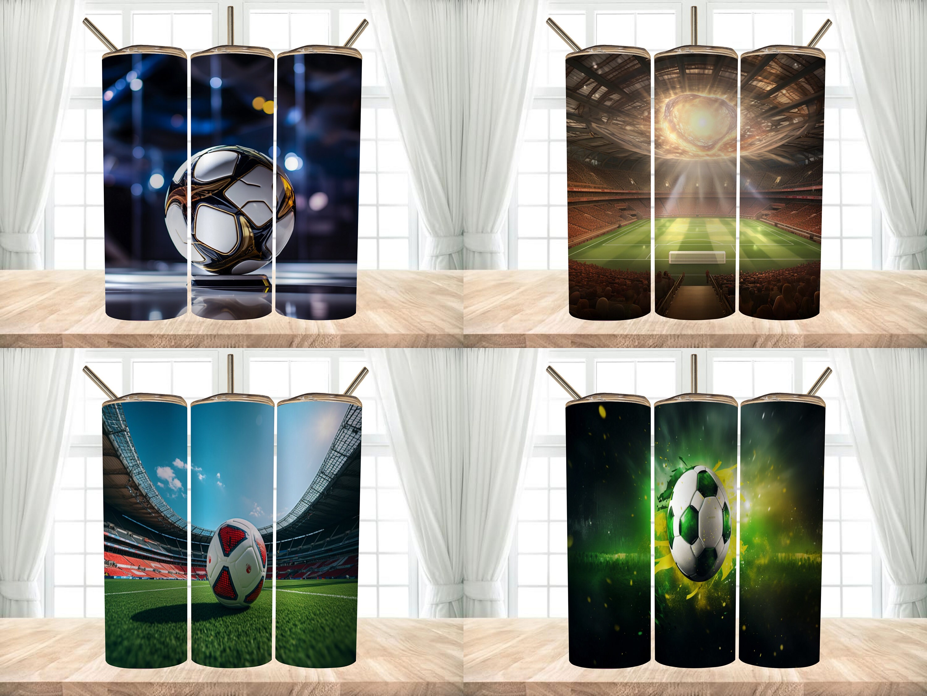 50 Soccer Tumbler Wraps: 20oz Skinny Sublimation Designs (digital ...